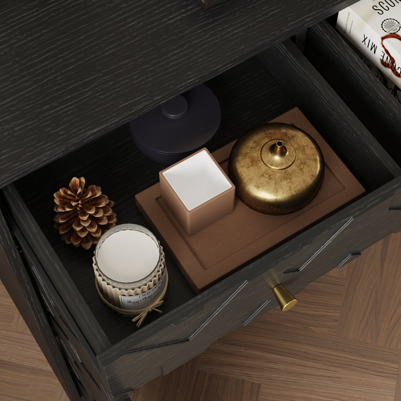 Ebern Designs 47.2" Wide 3-Door Embossed Accent Cabinet With 2 Drawers | Wayfair